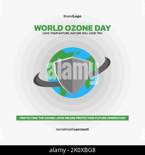 Ozone layer protection day social media poster design template. Earth ...