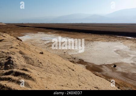 View of the salt wall barrier along the border with Jordan on September ...