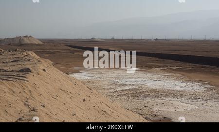 View of the salt wall barrier along the border with Jordan on September ...