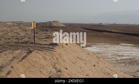 View of the salt wall barrier along the border with Jordan on September ...
