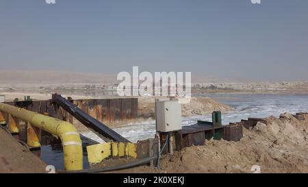 Evaporation ponds operated by 'Dead Sea Works' potash plant which ...