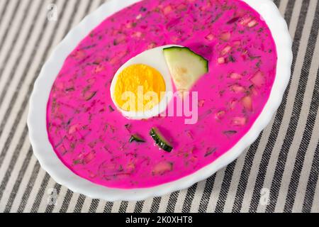Plate with cold borscht is refreshing dish Stock Photo - Alamy