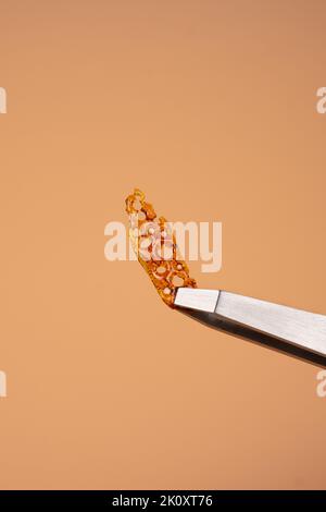 scientific study of cannabis terpenes, pure thc amber wax in hand Stock ...