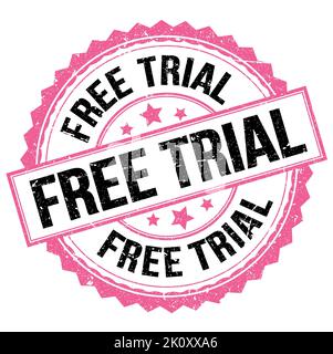 FREE TRIAL text written on red grungy zig zag borders round stamp Stock ...