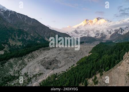 a beautiful shot of Rakhiot glacier and Nanga Parbat in karakoram ...
