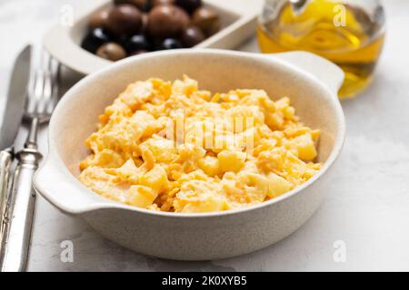 typical portuguese dish bacalhau espiritual cod fish wtih vegetables in ...