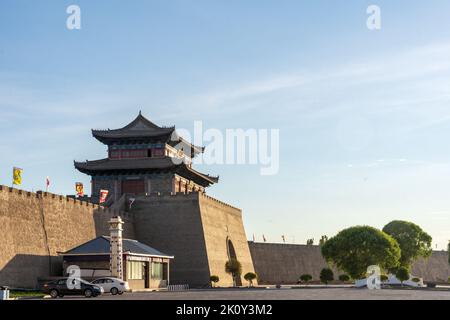 Pedestrian area of Fortifications of Xi'an, China. Old city walls ...