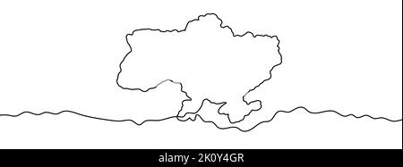Continuous line drawing of Ukraine map. One line image of Ukraine map ...