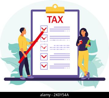 Man Filling Online Tax Form On Computer Vector Stock Vector Image & Art ...