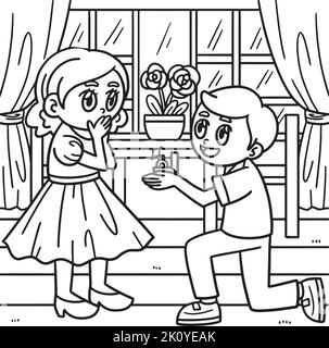 Wedding Proposal Coloring Page for Kids Stock Vector Image & Art - Alamy