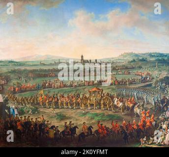 Roman soldiers march in procession with spoils of war or spolia on the ...