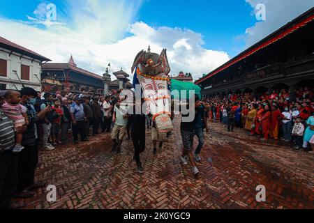 Bhaktapur, Bagmati, Nepal. 14th Sep, 2022. People from Bhaktapur ...