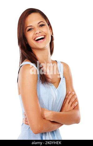 Shes simply gorgeous. Studio shot of an attractive young woman isolated ...