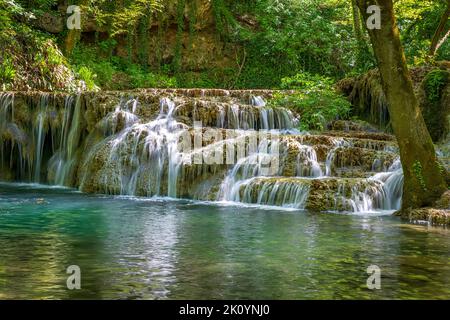 Cascade waterfalls. Krushuna falls in Bulgaria near the village of ...