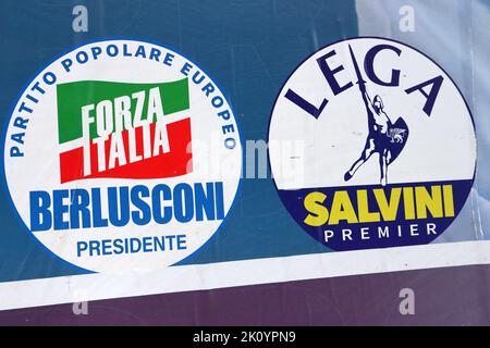 Detail of Italian Election wall poster with symbol of FRATELLI D'ITALIA ...