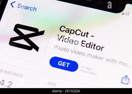 Closeup CapCut app (formerly known as Viamaker, Chinese JianYing) in ...