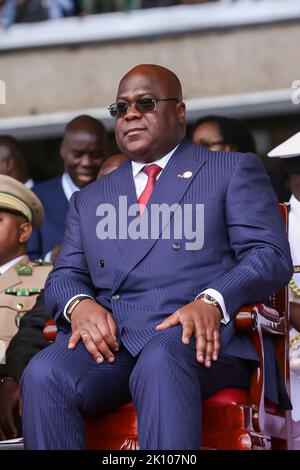 Kenyan President William Ruto addresses Kenyans during the official flag-off ceremony held at ...