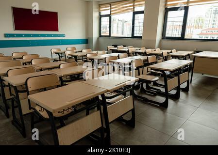 Classroom in background without ,No student or teacher . modern ...