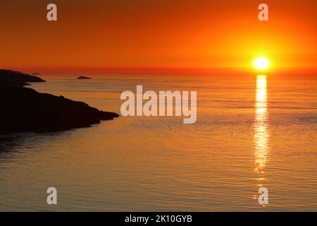 Beautiful Orange Sunset over Amlwych from Point Lynas. Anglesey, North ...