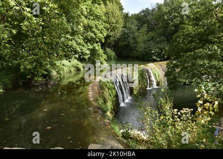 Waterfall on the Gapeau river at the estate wine La castille Var ...