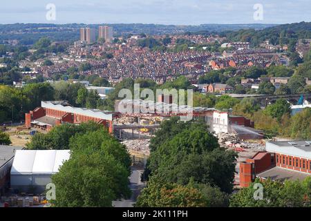 The old Farnell Electronics buildings in Armley, Leeds being demolished ...