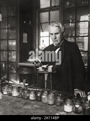 Portrait of Thomas Alva Edison c 1910 colorized by Bill Waterson Stock ...