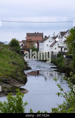 Sogndalstrand, Norway - June 1, 2022: View of the harbor village and ...
