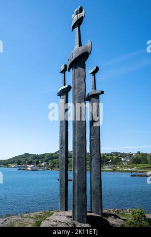 Hafrsfjord, Norway - June 4, 2022: Sverd i fjell (Swords in Rock) is a ...