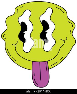 Isolated colored bizarre retro happy face emote Vector Stock Vector ...