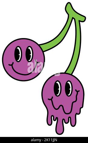 Isolated colored bizarre retro happy face emote Vector Stock Vector ...
