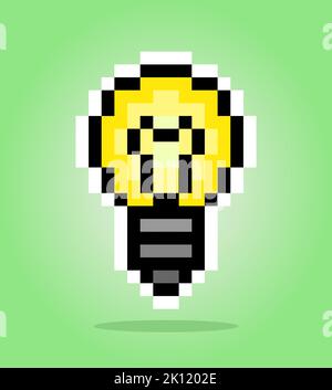 8 bit pixel light bulb. game asset object in vector illustration Stock Vector Image & Art - Alamy