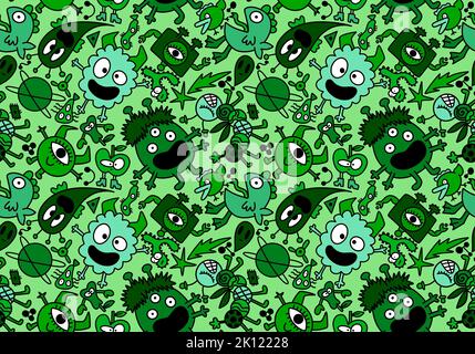 Cartoon monsters aliens seamless kids emoticons pattern for wrapping ...