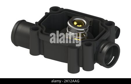 Thermostat engine cooling system, 3D rendering isolated on white ...