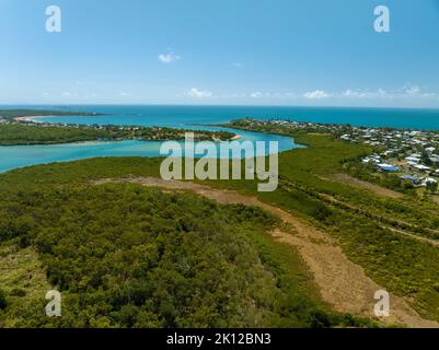 Beachside suburb of Grasstree Beach Queensland Australia, surrounded by ...