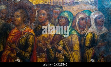 Fragments of wall painting in an Orthodox church. High quality photo ...