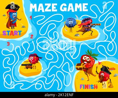 Pirate maze for kids with treasure map (labyrinth for children, game ...