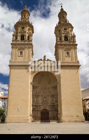 Co-Cathedral of Saint Maria de la Redonda in sunny day. Logrono, Spain ...