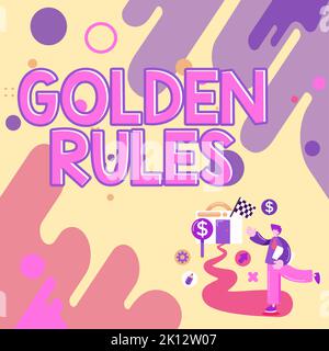 Text showing inspiration Golden Rules. Word Written on Basic principle that should be followed ...