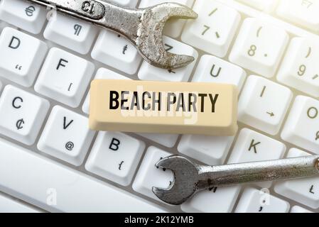 Conceptual caption Beach Party, Business overview small or big festival ...