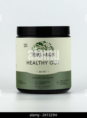 Healthy Gut (digestive support) powder editorial. dietary supplement in ...