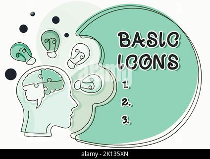 Writing displaying text Basic Icons. Word for pictogram or ideogram ...