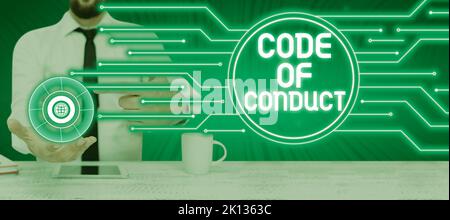 Conceptual display Code Of Conduct, Internet Concept Ethics rules moral ...