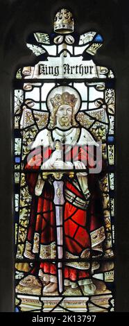 King Arthur stained glass, St. Mary`s Guildhall, Coventry, West ...