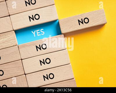 Yes or No. Choice between acceptance and rejection. Decision making ...