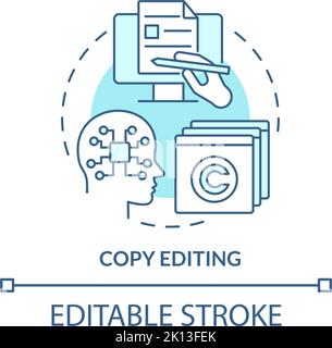 Content Editing vector round concept colorful outline illustration on dark background Stock ...