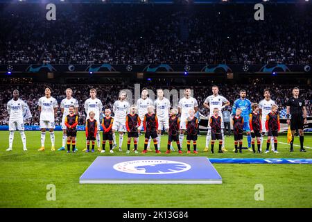 Copenhagen, Denmark. 14th Sep, 2022. The players of Sevilla FC line up ...
