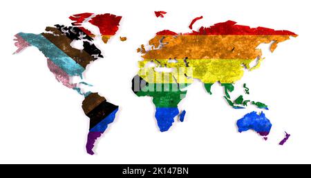 Progress LGBTQ Rainbow world map, the most widely known worldwide is ...
