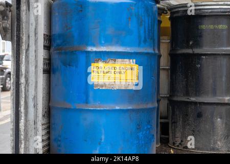 Drums of used cooking/frying oil in the back of a lorry in Cromer ...