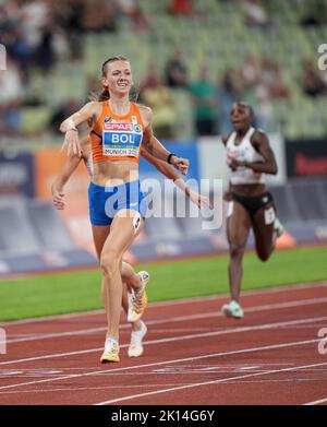 Femke Bol winning the 400 meters at the European Athletics ...