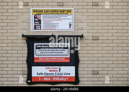 Safe haven Baby Box drop off in the wall of the Carmel Fire Department ...